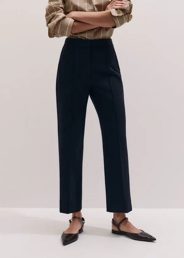ME+EM Slim Crop Tux Trousers - Navy