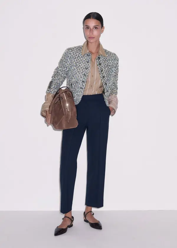 ME+EM Slim Crop Tux Trousers - Navy