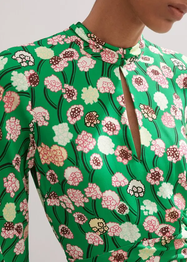 me and em green floral dress ME+EM Green Floral Midi Dress Size UK 8