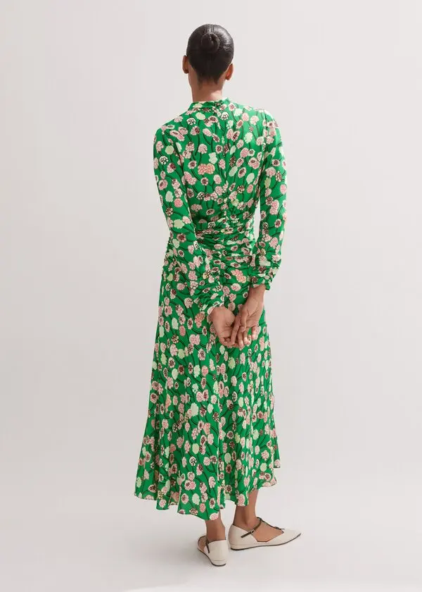 Me+Em Lantana Flower Print Midi Dress In Green/Pink/Multi - 60% Off |  Editorialist