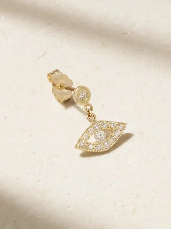 Jacquie Aiche 14-karat Diamond Evil Eye Stud Earring - Gold