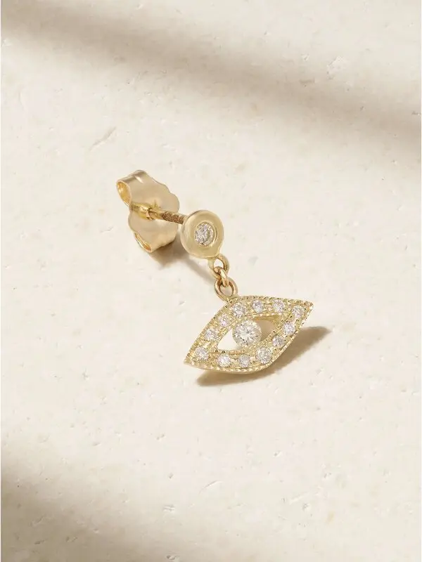 Jacquie Aiche 14-karat Diamond Evil Eye Stud Earring
