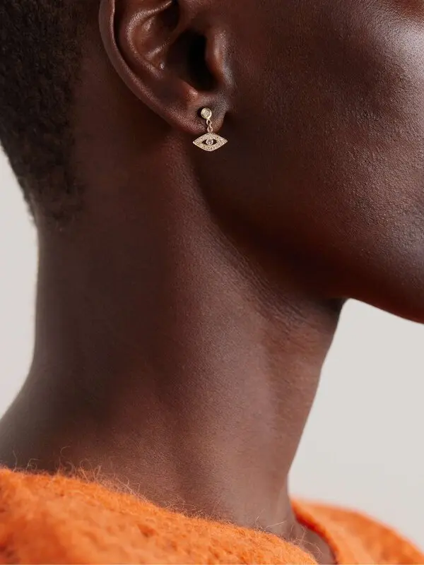 Jacquie Aiche 14-karat Diamond Evil Eye Stud Earring