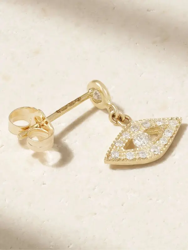 Jacquie Aiche 14-karat Diamond Evil Eye Stud Earring