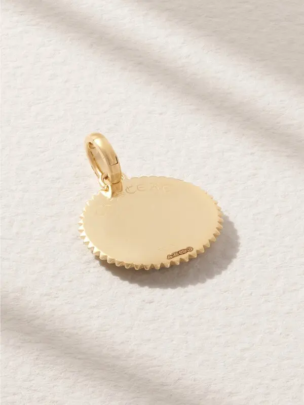 FOUNDRAE Crescent 18-karat Diamond, And Enamel Pendant