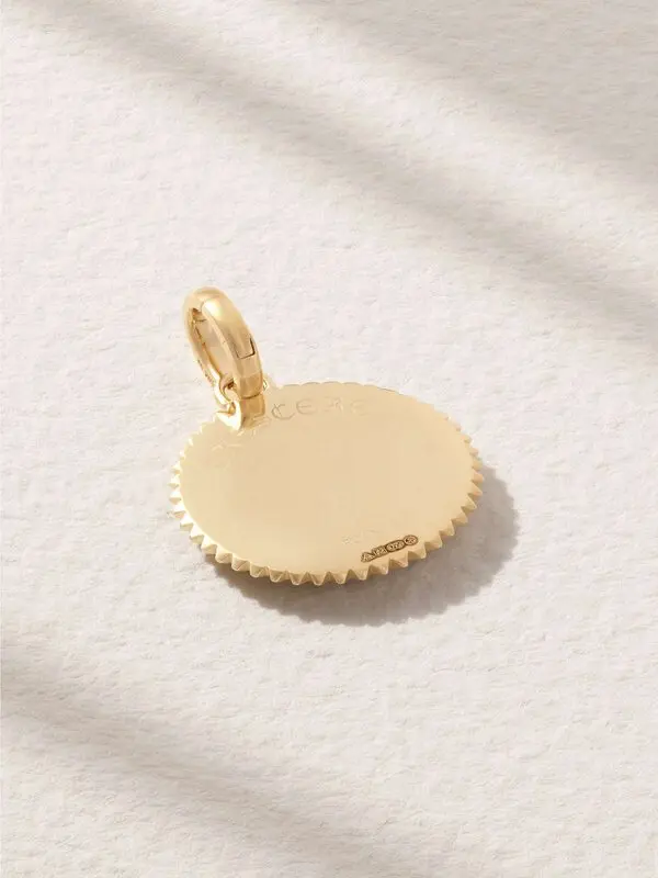 FOUNDRAE Crescent 18-karat Diamond, And Enamel Pendant