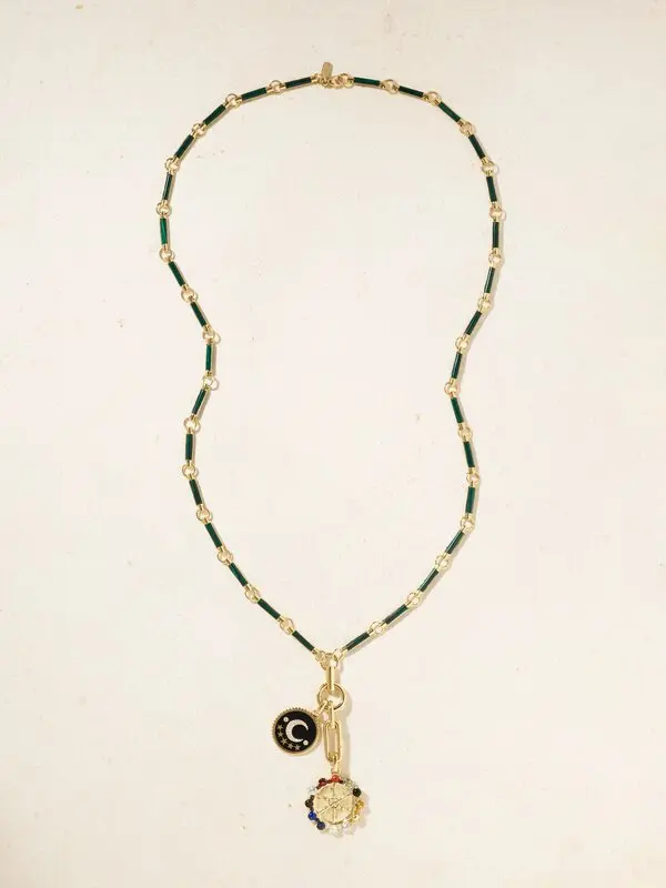 FOUNDRAE 18-karat Enamel And Multi-stone Necklace - Gold