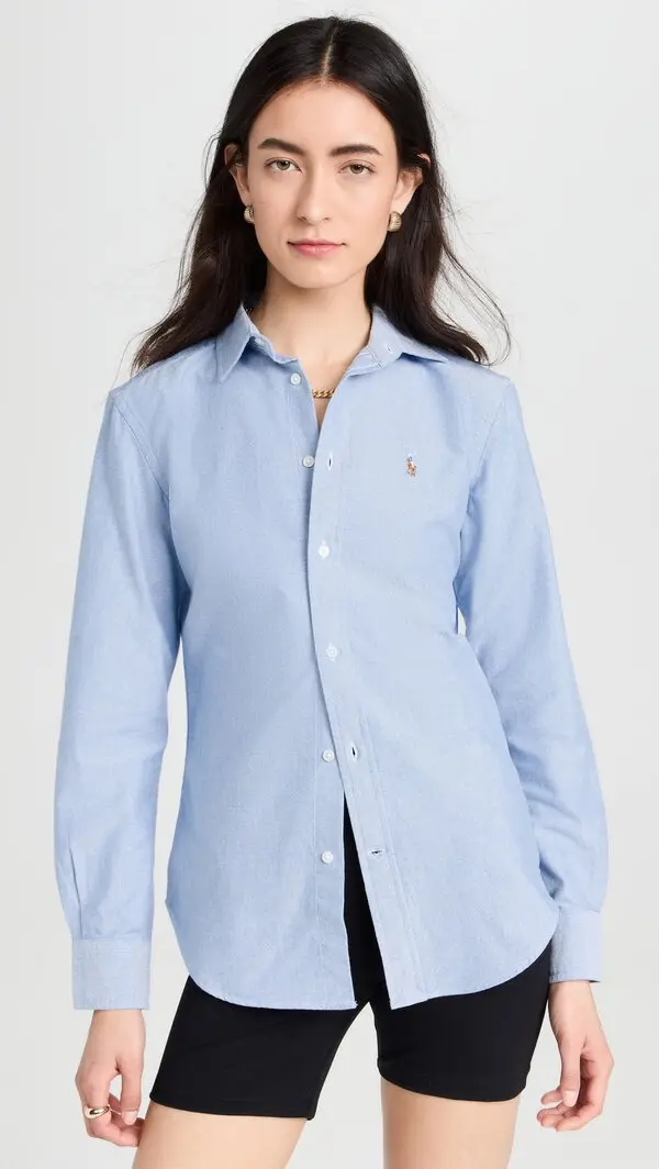 Polo Ralph Lauren Cotton Oxford Long Sleeve Button Down Shirt - Blue