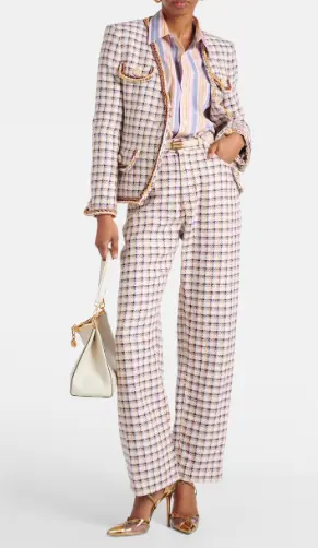 Etro Checked Cotton-blend Tweed Wide-leg Pants - Checkered,red