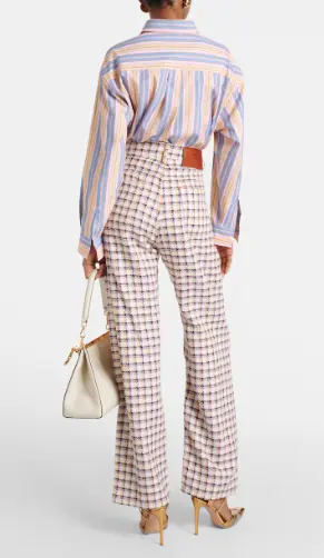 Etro Checked Cotton-blend Tweed Wide-leg Pants - Checkered,red
