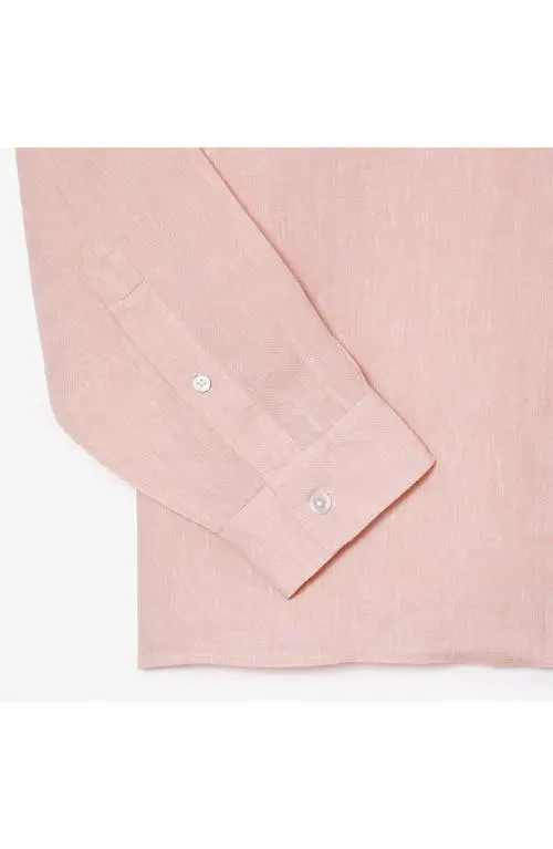 Lacoste Regular Fit Linen Button-down Shirt - Flamingo