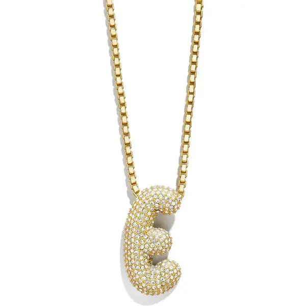 Baublebar Bubble Initial Pendant Necklace - Clear E