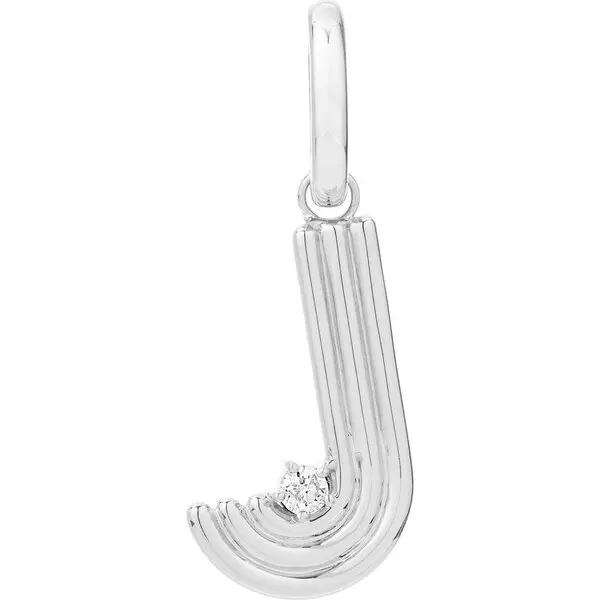 Adina Reyter Groovy Initial Diamond Pendant Charm - Silver - J