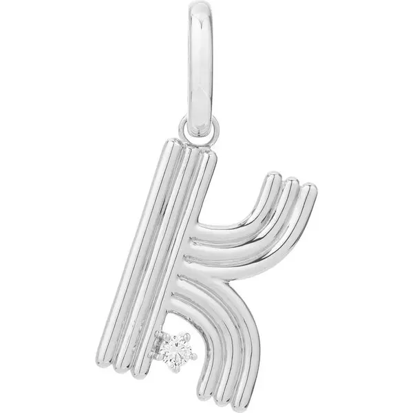 Adina Reyter Groovy Initial Diamond Pendant Charm - Silver - K