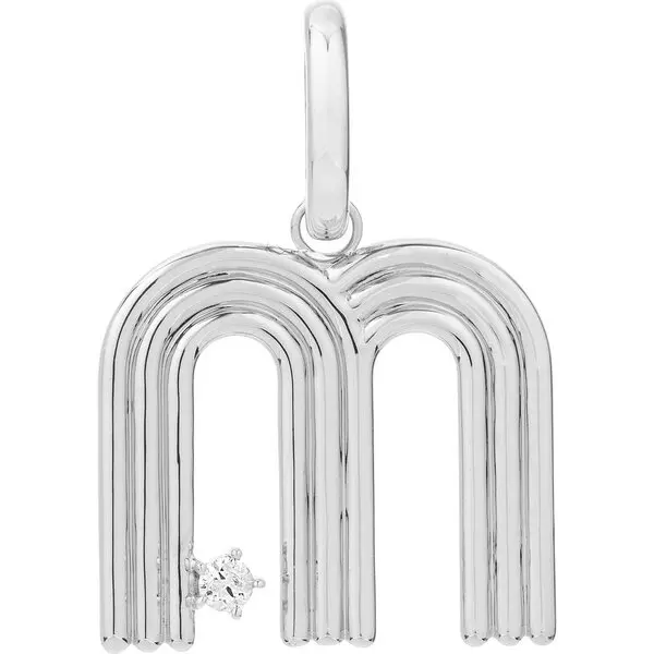 Adina Reyter Groovy Initial Diamond Pendant Charm - Silver - M