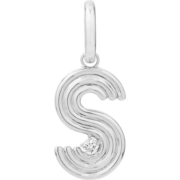 Adina Reyter Groovy Initial Diamond Pendant Charm - Silver - S