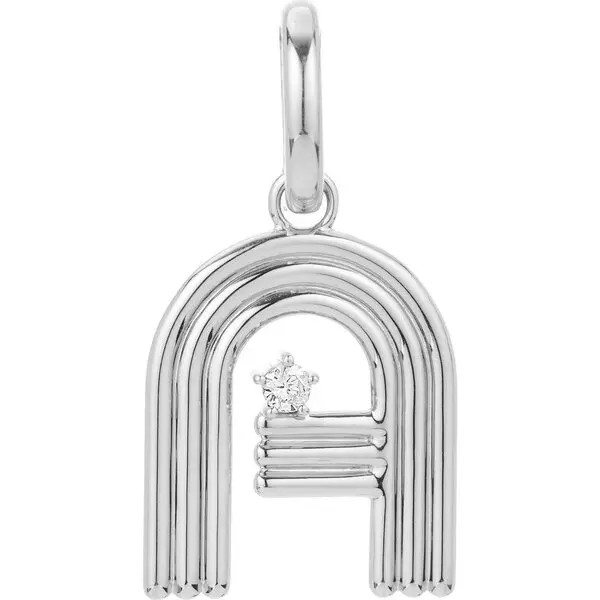 Adina Reyter Groovy Initial Diamond Pendant Charm - Silver