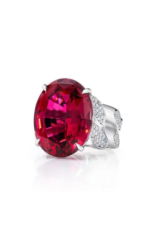 MINDI MOND Rubellite Tourmaline And Diamond Ring - 18kwg