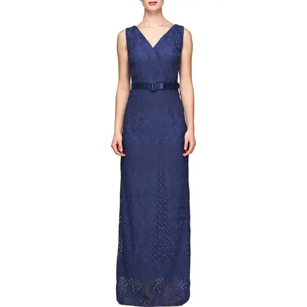Kay Unger Hendrix' Sleeveless Lace Column Gown In Midnight - 40% Off |  Editorialist