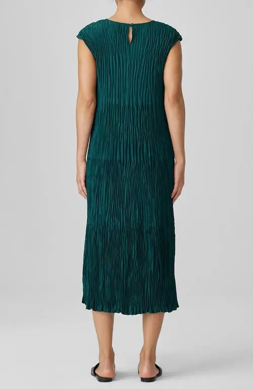 Eileen Fisher Pleated Tiered Silk Midi Dress
