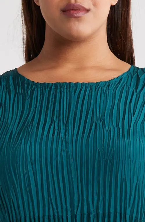 eileen fisher tiered pleated silk midi dress Tiered Pleated Silk Midi Dress (Women)