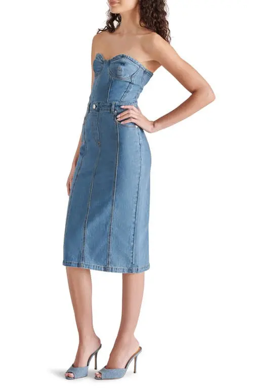Steve Madden Anya Strapless Corset Denim Dress