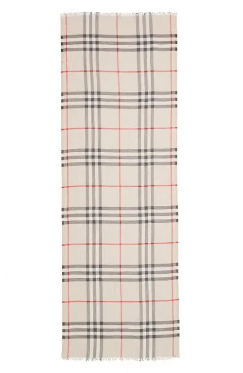 Burberry Giant Check Print Wool & Silk Scarf - Stone