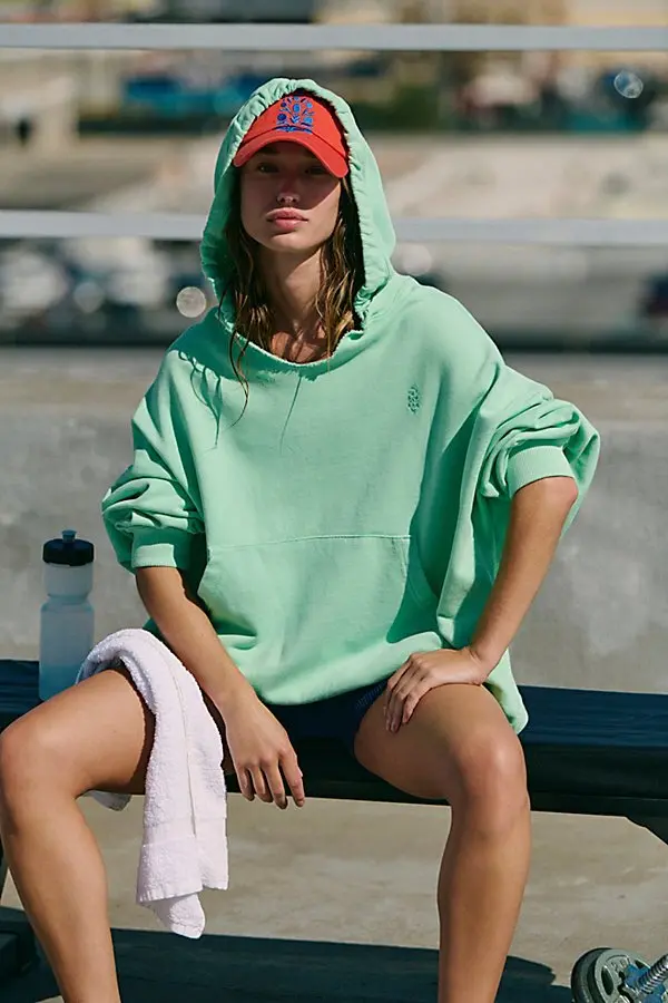 Free People Slouchy Fit Hoodie - Bright Jade