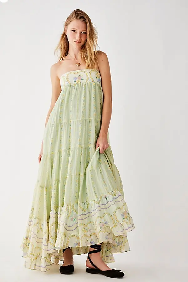 Free People Last Dance Printed Maxi Dress In Green Combo - 57% Off |  Editorialist