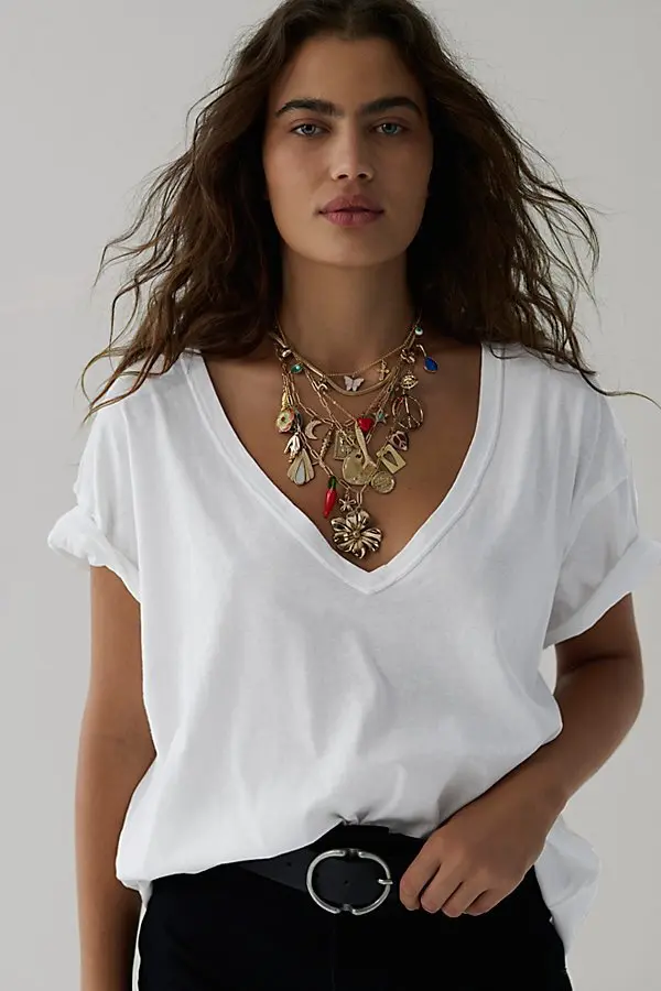 Free People We The Free Nina V-neck Tee - Ivory