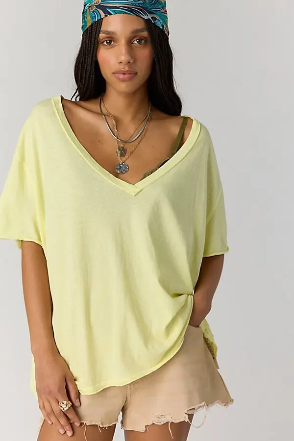 Free People We The Free Nina V-neck Tee - Lemon Water
