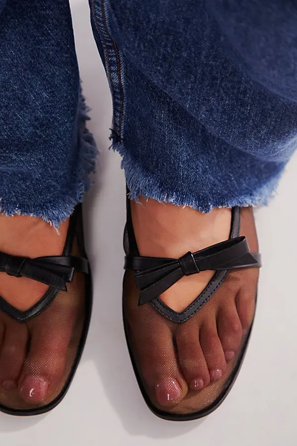 Free People Mesh Mania Bow Flats - Black Mesh