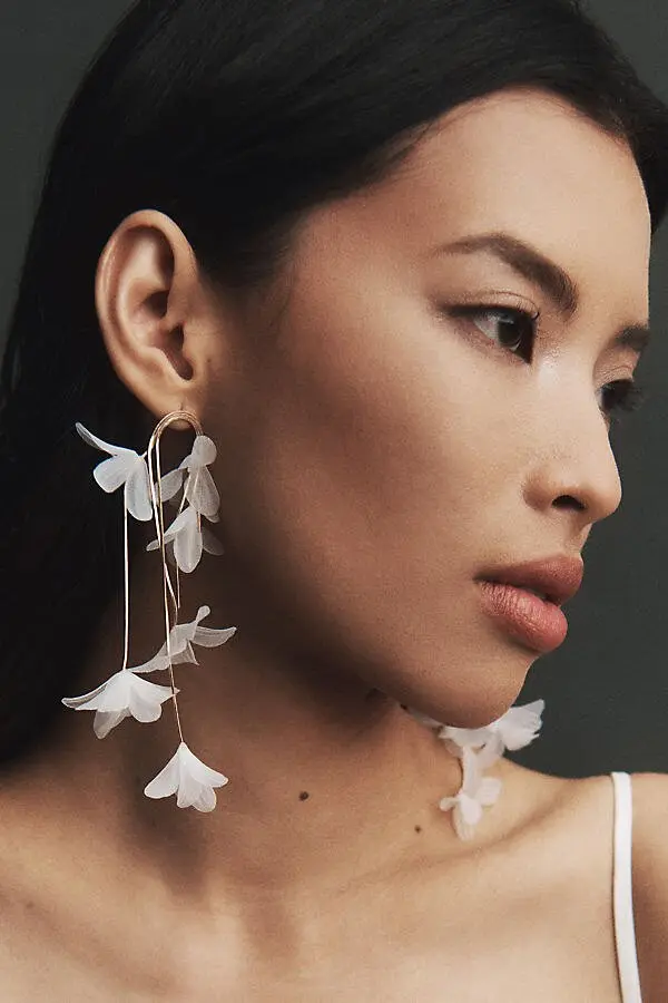 Anthropologie Flower Drop Earrings - White