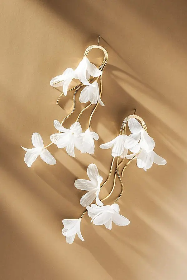 Anthropologie Flower Drop Earrings - White