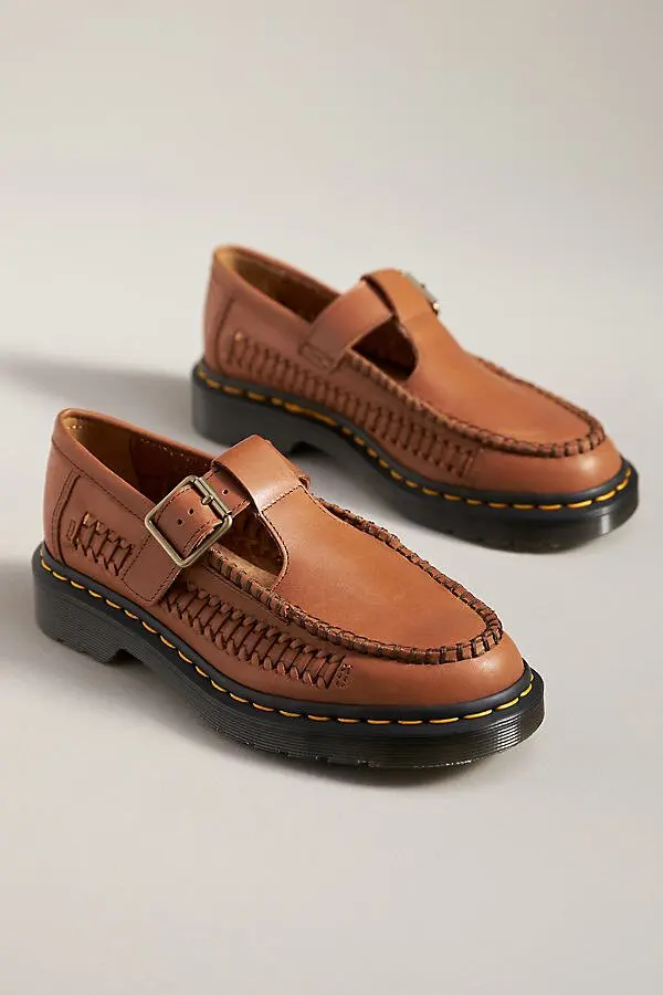Dr. Martens Adrian T-Bar Leather Mary Jane Shoes - Brown