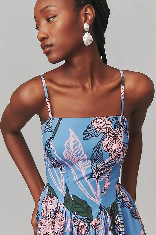 hutch sleeveless drop-waist midi dress Hutch Sleeveless Drop-Waist Midi Dres In Blue - 43% Off