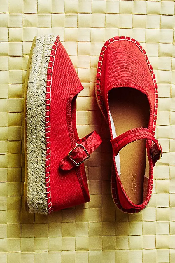 Maeve Mary Jane Espadrille Flats - Cherry Red