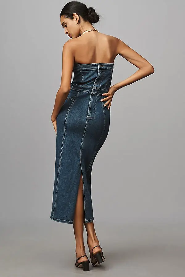 Good American Denim Tube Midi Dress In Blue - 70% Off | Editorialist
