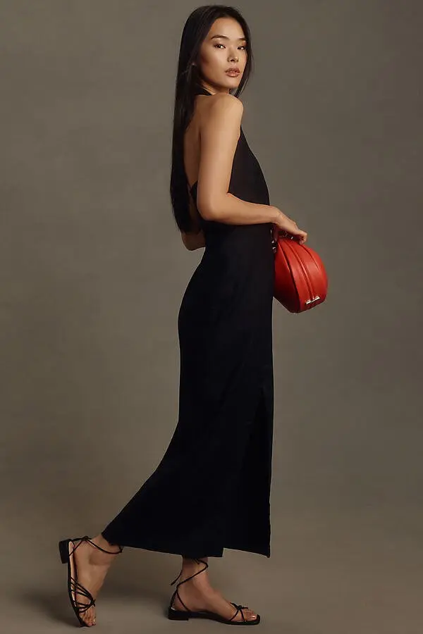 by anthropologie halter v-neck fit & flare midi dress Halter V-Neck Fit & Flare Midi Dress