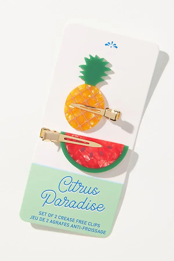 Anthropologie Citrus Paradise Crease-Free Clips, Set Of 2 In 