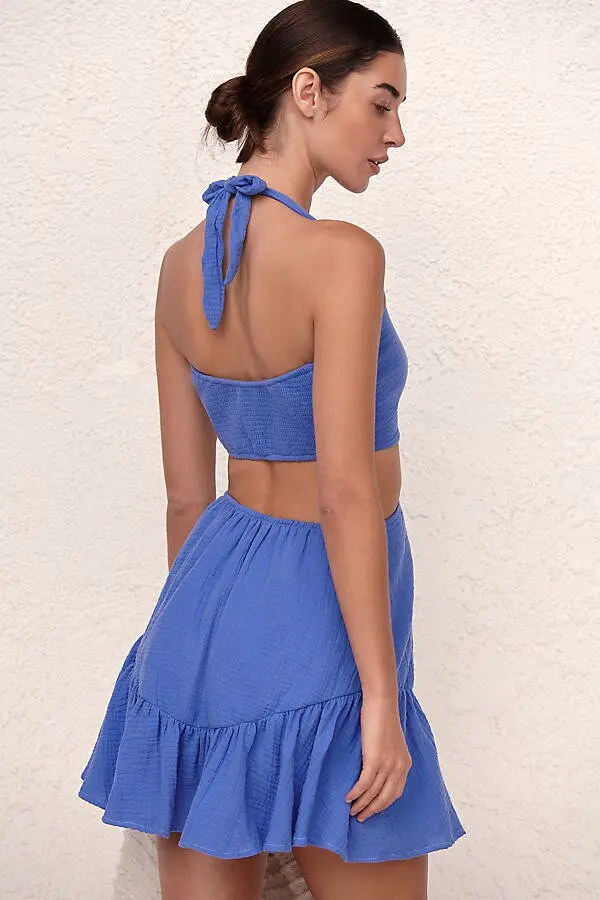 peixoto ariel cutout halter dress Peixoto Ariel Cutout Mi Dress In Blue - 49% Off