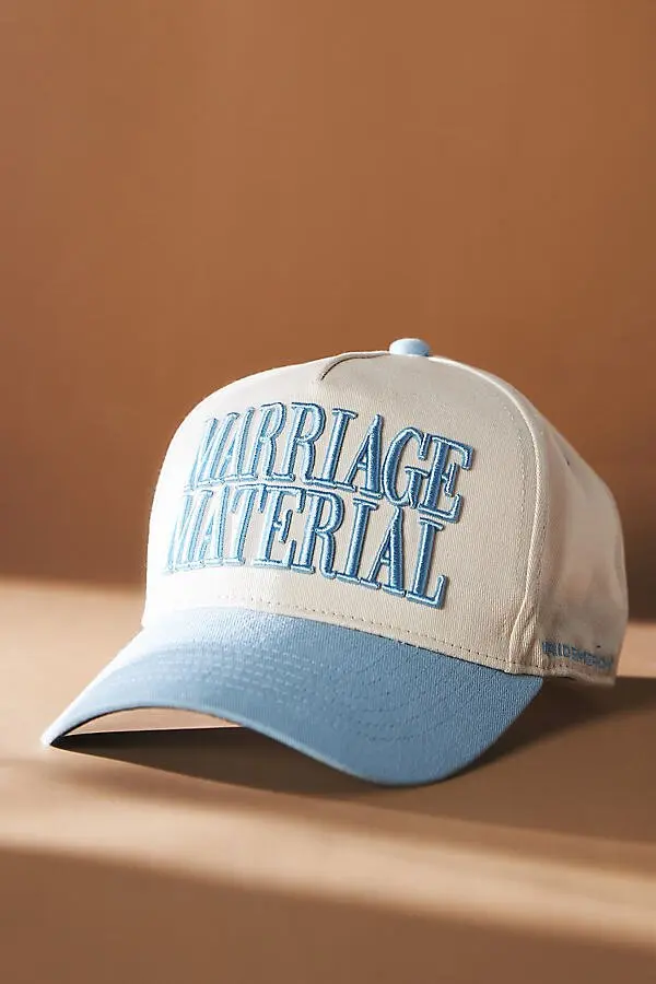 BRIDEMERCH Marriage Material Baseball Cap - Light Blue