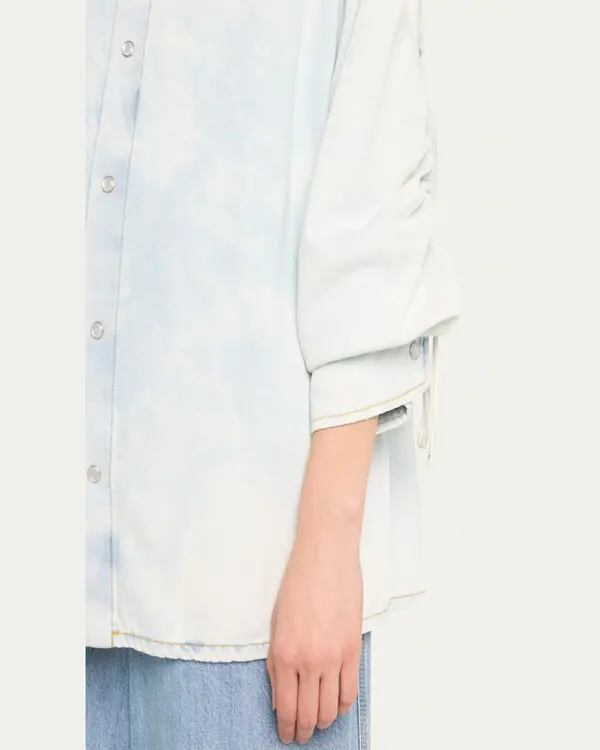 DARKPARK Keanu Ruched Denim Shirt - Ice Blue