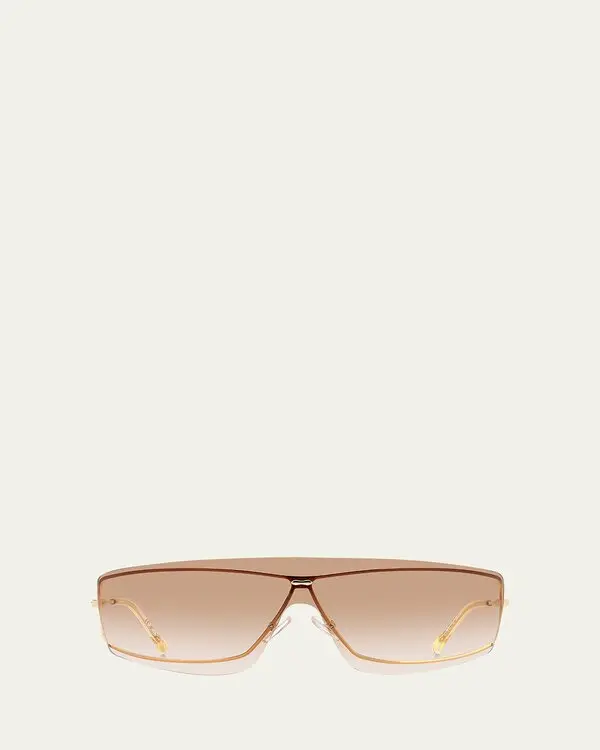 Isabel Marant Metal & Acetate Shield Sunglasses - Gold Yell 
