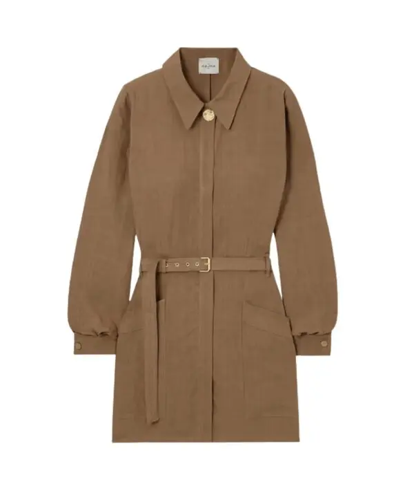 Le Kasha Awland Belted Linen Mini Dress