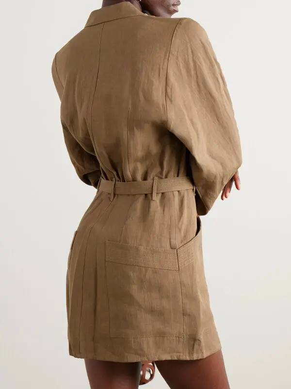 Le Kasha Awland Belted Linen Mini Dress