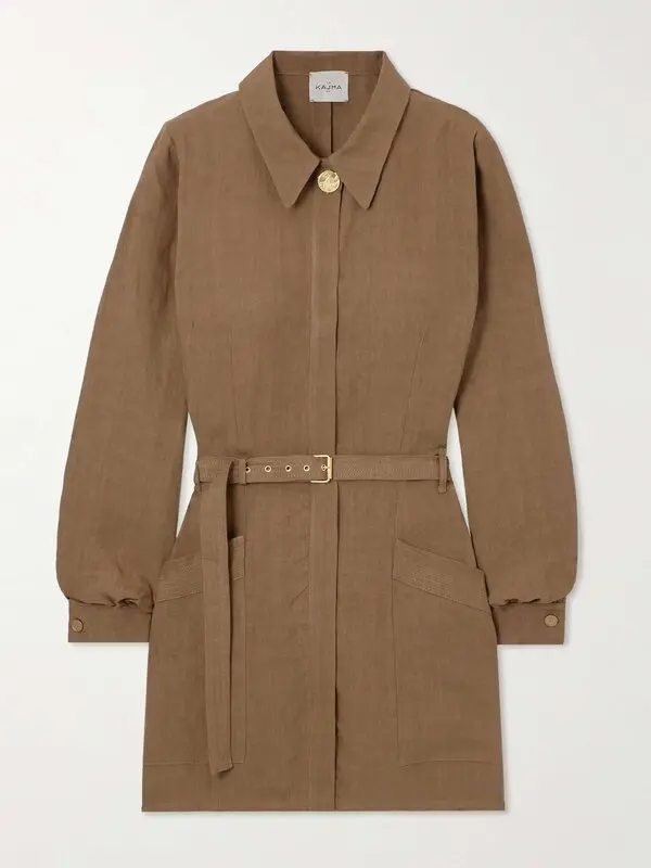 Le Kasha Awland Belted Linen Mini Dress