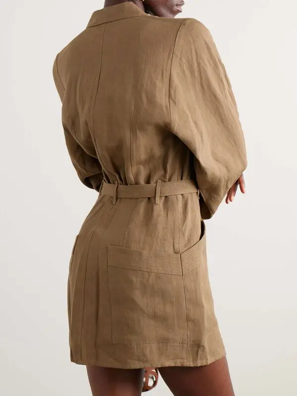 Le Kasha Awland Belted Linen Mini Dress
