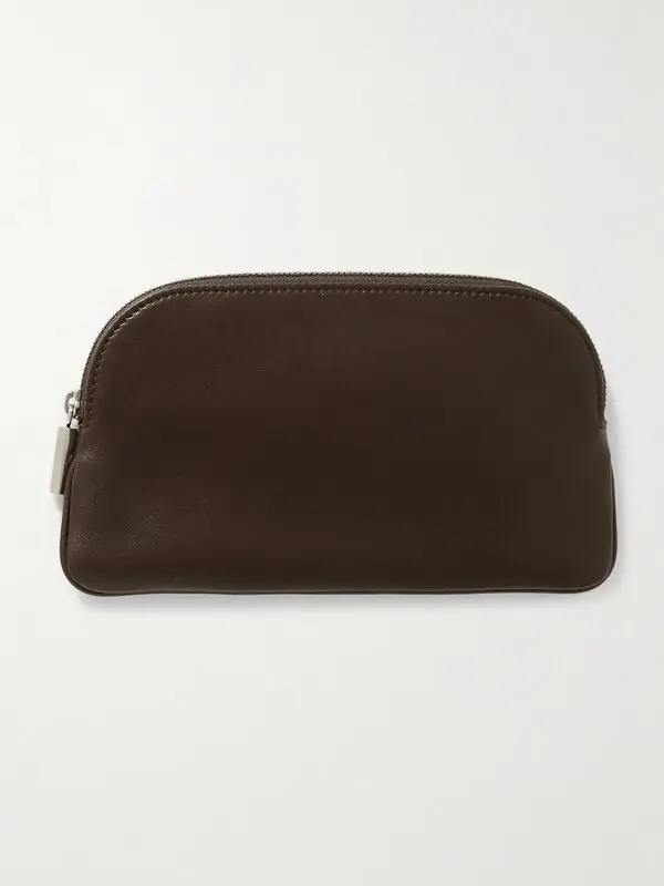 The Row E/W Circle Leather Pouch - Brown | Editorialist
