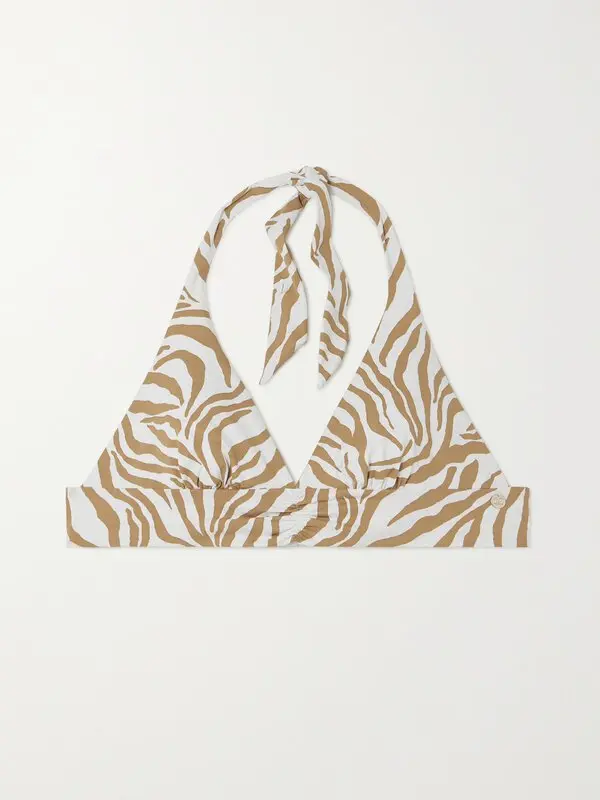 Max Mara Alberta Zebra-print Bikini Top - Neutrals